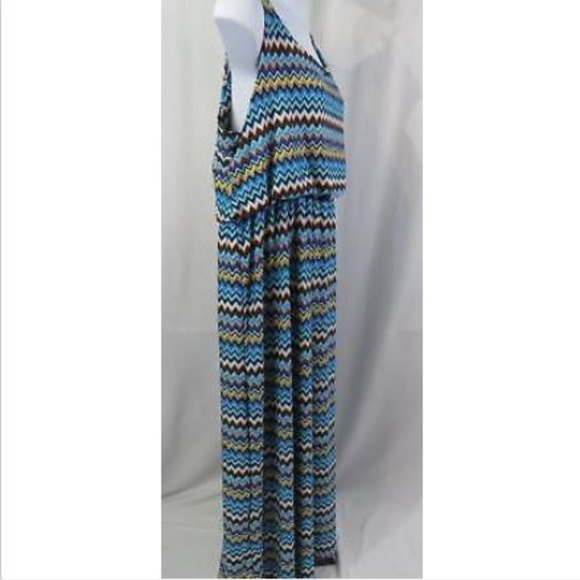 new directions | Dresses | New Directions Blue Chevron Sleeveless Maxi ...